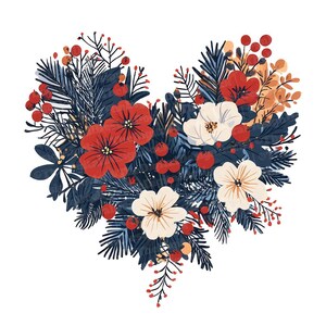 12 Christmas Heart Wreath Clip Art, Holiday Floral Watercolor Set ...