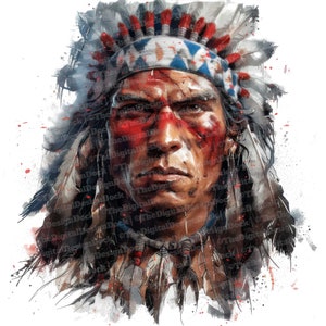 12x Native American Warrior Clipart, Red Indians Clipart, Printable ...