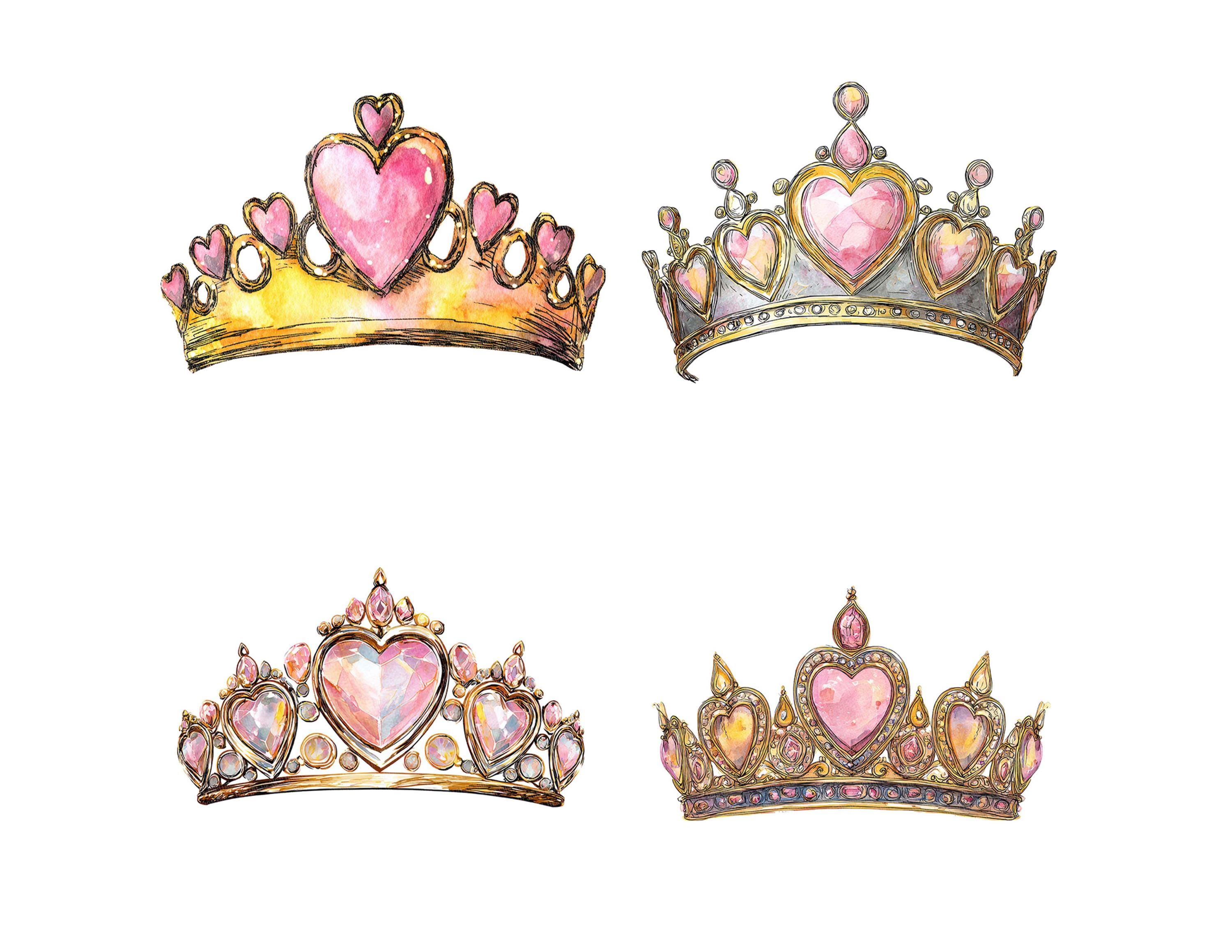 Watercolor Tiara Clipart, 12 Princess Crown Pngs, Printable Digital ...