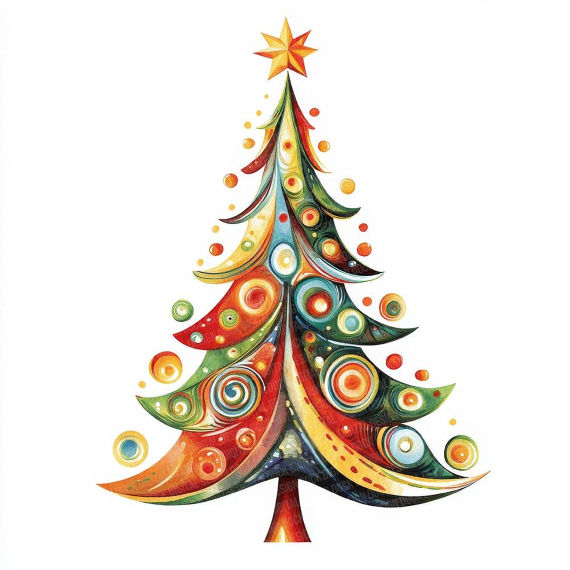 Christmas Tree PNG Clip Art, 12x Whimsical Holiday Tree Clipart Set ...