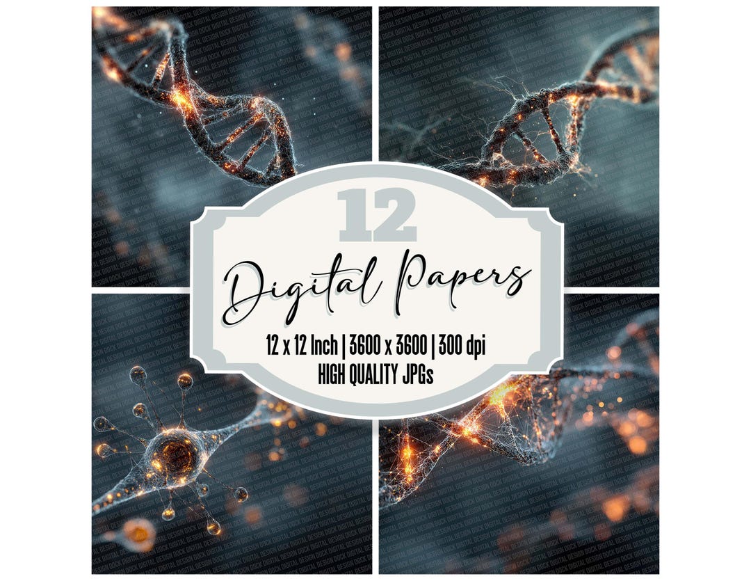 12x Viral Helix Glow DNA Junk Journal Paper Digital Paper Pack ...