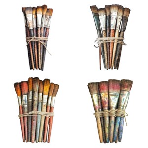 Paintbrush Bundle PNG Clip Art, 12x Used Artist Brush Clipart PNG Set ...