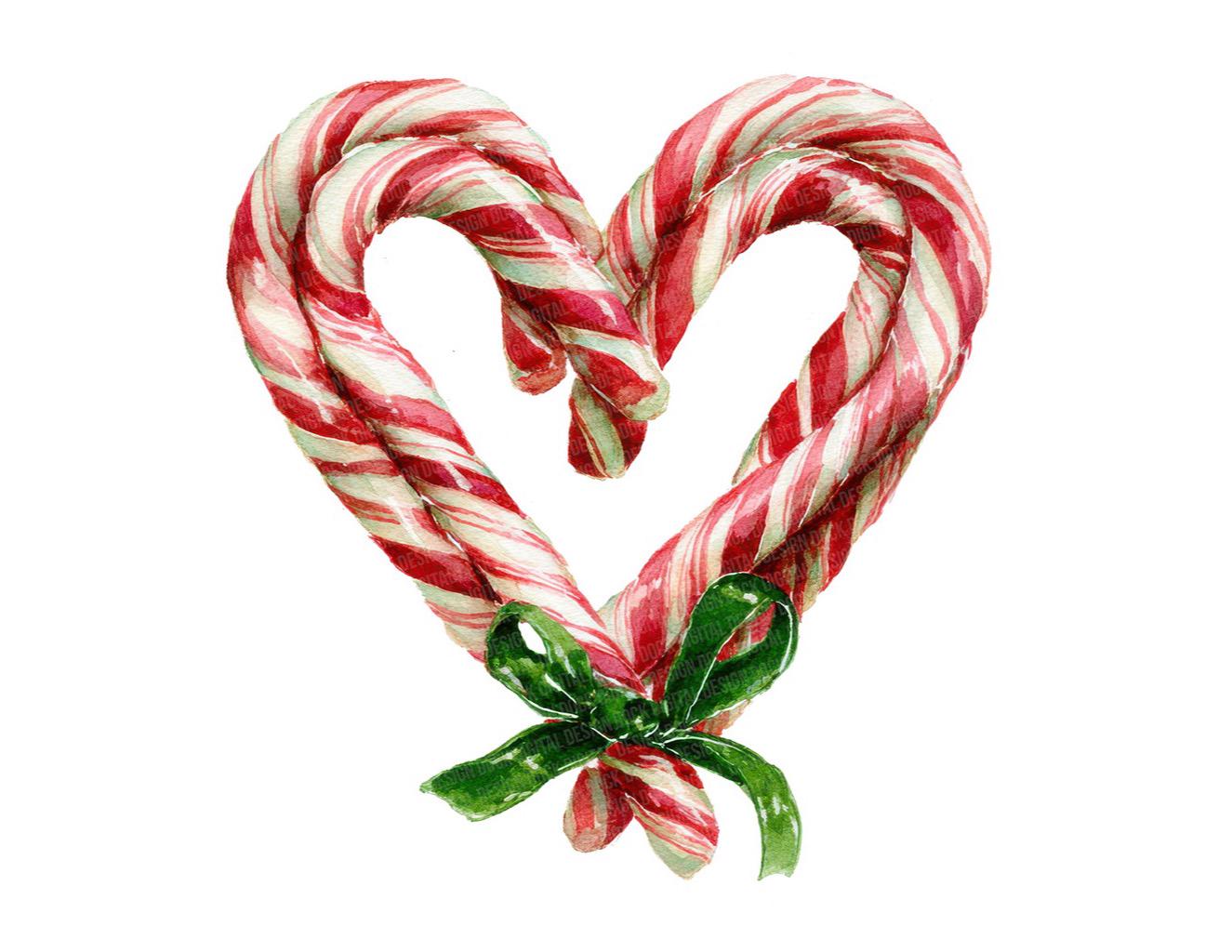 Candy Cane Christmas Heart PNG Clipart, 12x Holiday Candy Clip Art Set ...