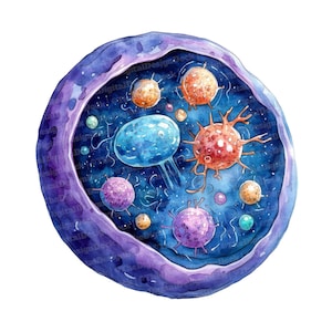12x Science Cell Clipart, Watercolor Biology Art, Science Art ...