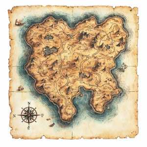 12 Vintage Treasure Map Clipart, Watercolor Old World Map, Printable ...