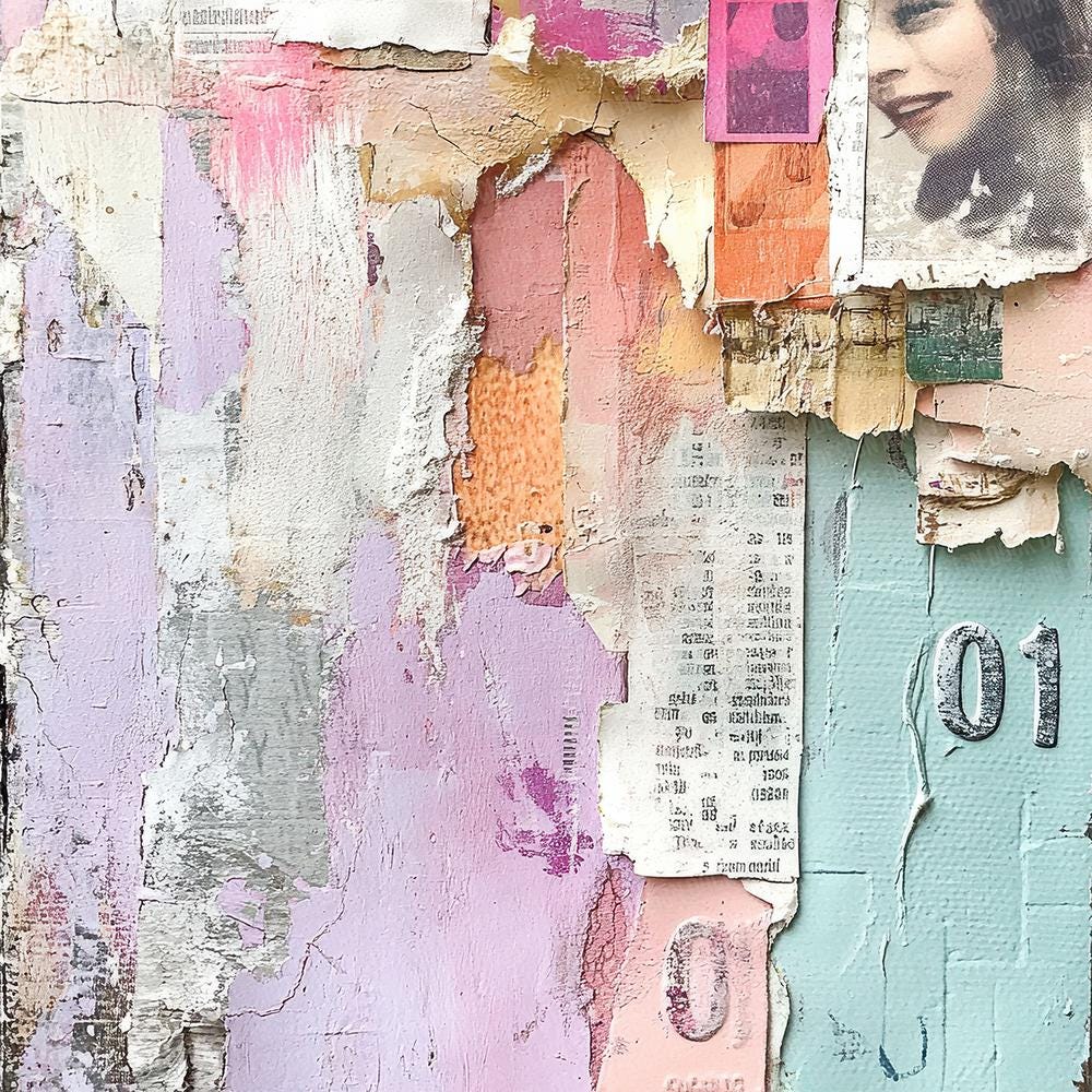 12x Pastel Collage Layers Junk Journal Paper Mixed Media Digital Paper ...