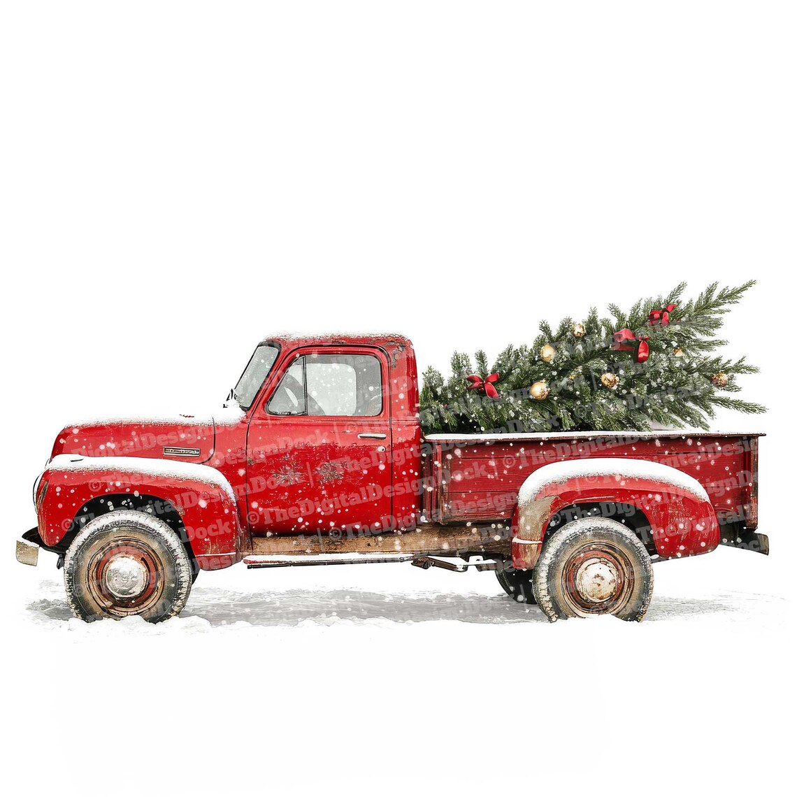 Christmas Truck PNG Clipart, 12x Watercolor Christmas Tree Delivery PNG ...