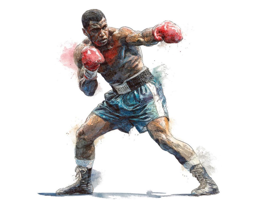 Boxer PNG Clip Art, 12 Punch Pose Clipart Set, Printable Watercolor ...