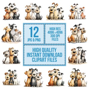 Cartoon Dog Friends PNG Clipart, 12x Puppy Clip Art Set, Printable ...