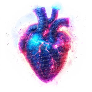 12 Electric Heart Clipart, Neon Anatomical Heart, Printable Watercolor ...