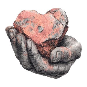 Watercolor Hand PNG Clipart, 12x Rock Heart Stones Clip Art, Printable ...