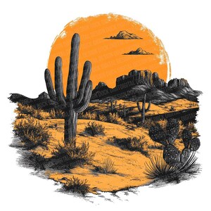 Desert Landscape PNG Clipart, 12x Cactus Scene Clip Art Set, Printable ...