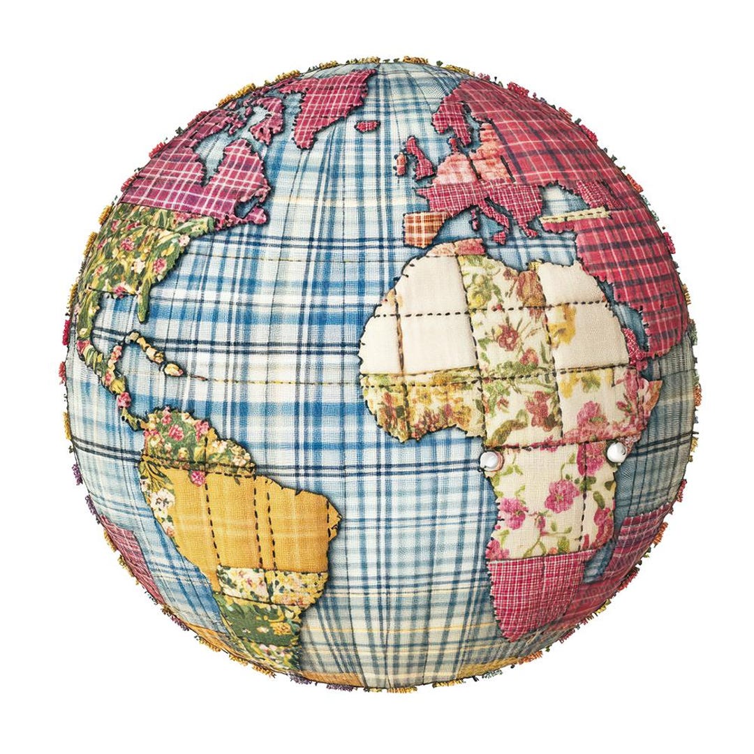 Fabric Earth PNG Clipart, 12x Patchwork Globe Clip Art Set, Printable ...