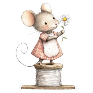 Mouse Clipart, 12x Thread Spool Mice Clip Art Set, Printable Watercolor ...