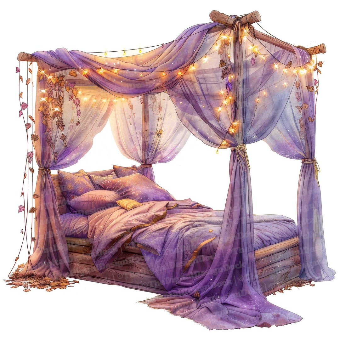12x Canopy Lights Bed Clipart, Cartoon Bed Clipart, Printable ...