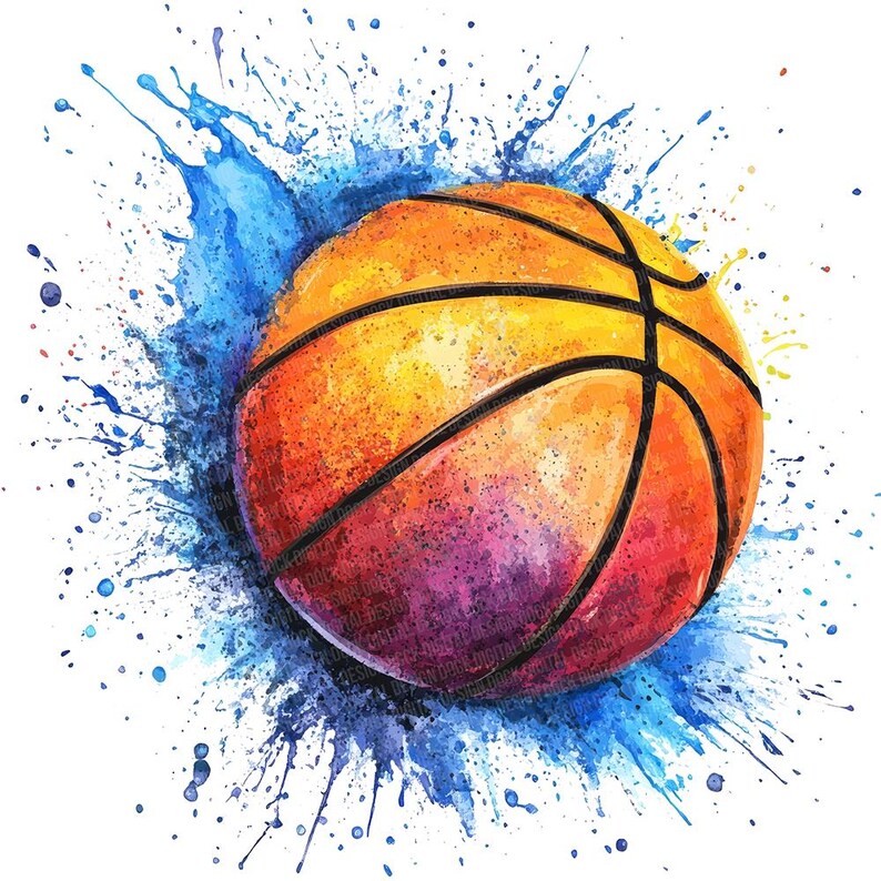 Basketball PNG Clipart, 12x Watercolor Basketball Clip Art Set, Sports ...