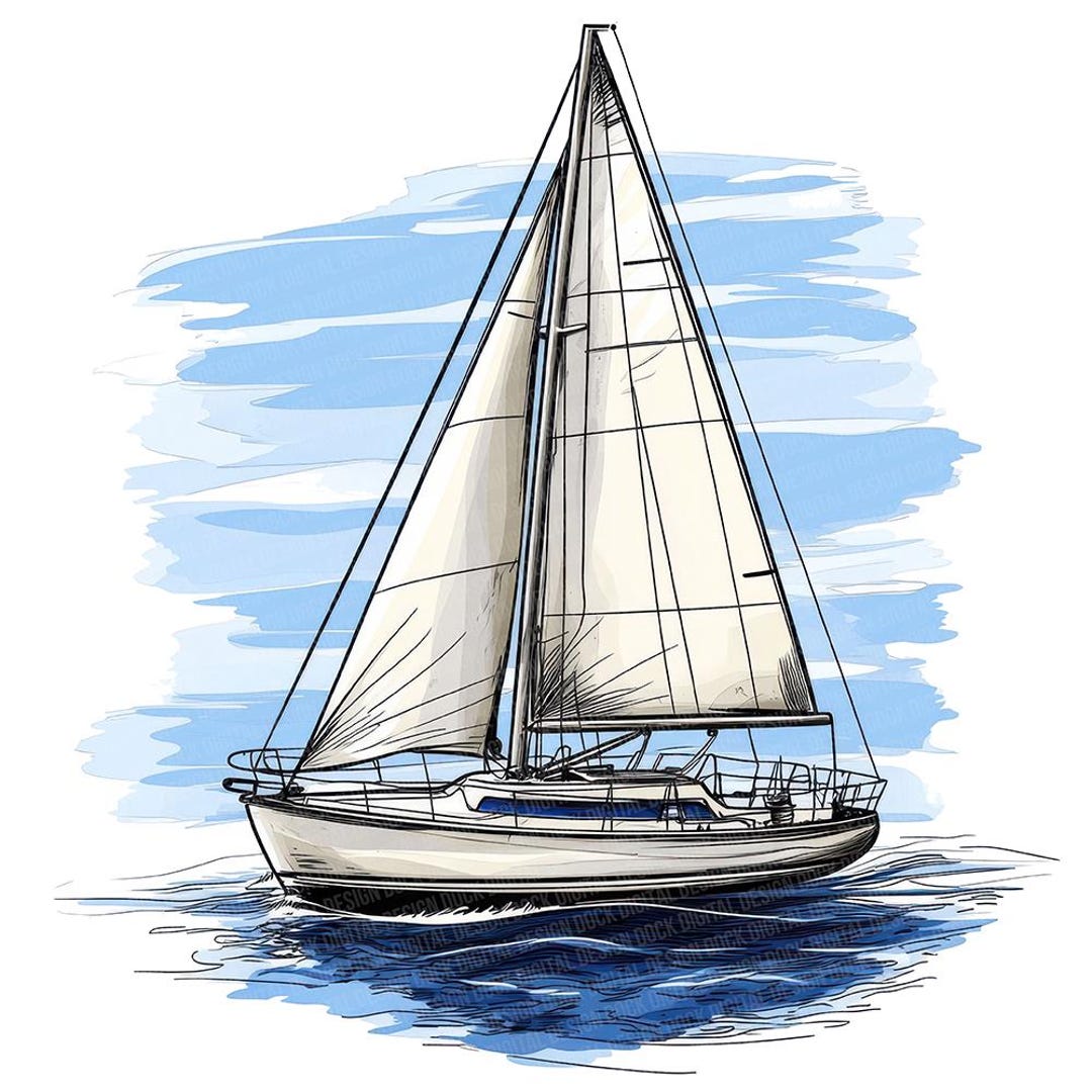 Sailboat PNG Clipart, 12x Nautical Ocean Clip Art Set, Printable ...