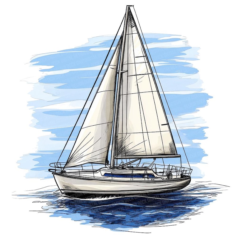 Sailboat PNG Clipart, 12x Nautical Ocean Clip Art Set, Printable ...