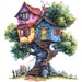Crazy Treehouse Clipart, 12 Jpgs, Garden Tree House Clipart, Printable ...