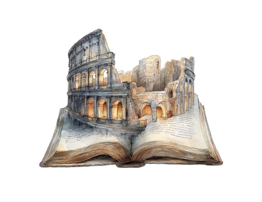 12x Watercolor Colosseum PNG Clipart, Ancient Rome Book Clip Art ...