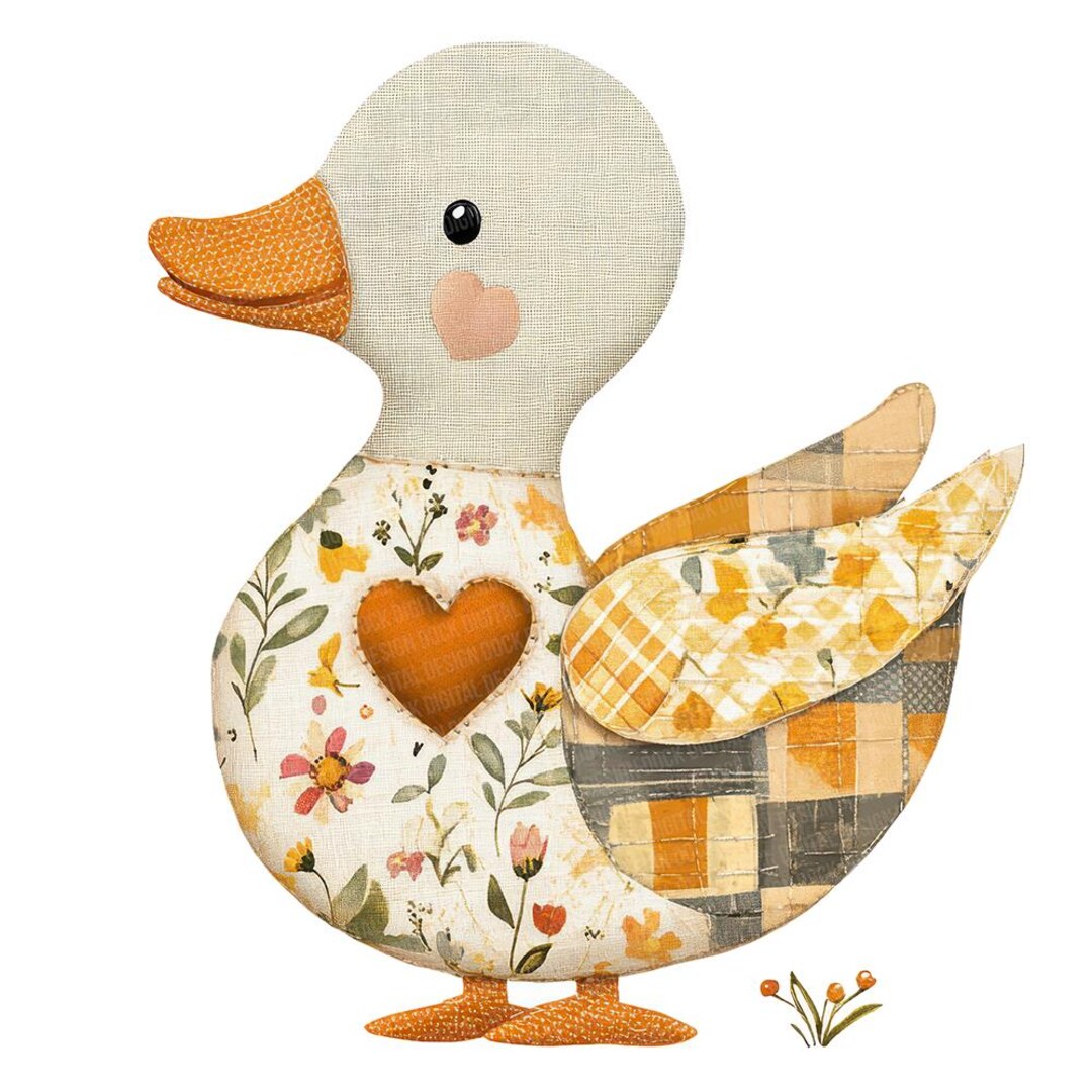 Fabric Duckling PNG Clipart, 12x Patchwork Duck Clip Art Set, Printable ...