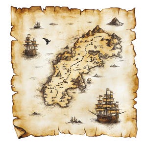 12x Pirate Map PNG Clipart, Treasure Island Clip Art Set, Printable ...