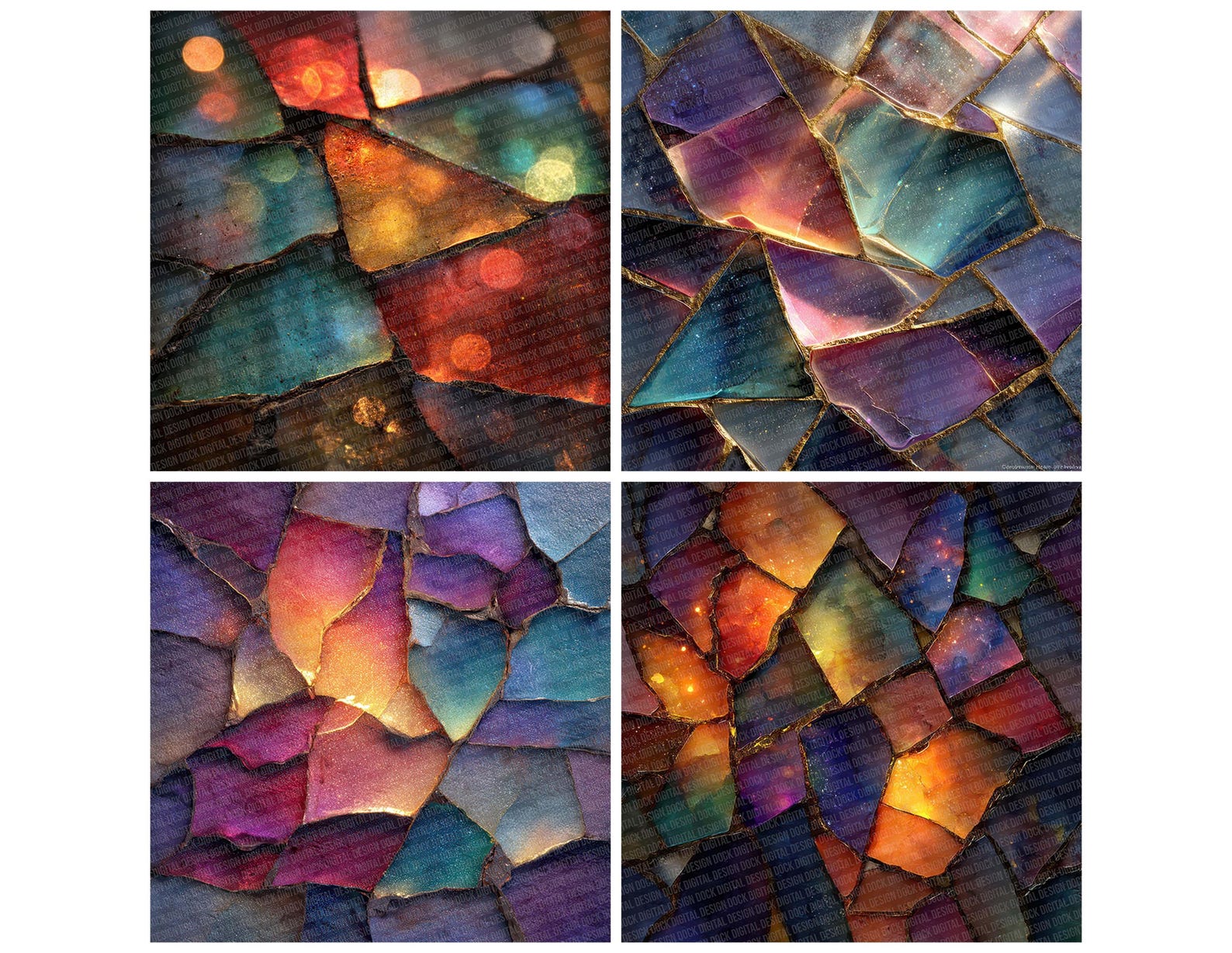 12x Cathedral Glass Shatter Junk Journal Paper Digital Paper Pack ...