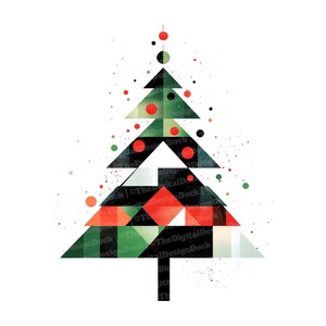 Modern Christmas Tree Clipart, 12x Abstract Holiday Illustrations ...