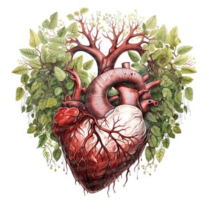 12x Human Heart Tree Clipart, Tree Theme Clipart, Printable Watercolor ...