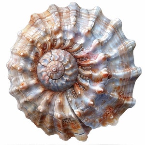 12x Sea Shells Clipart, Shell Fossils Clipart, Printable Watercolor ...