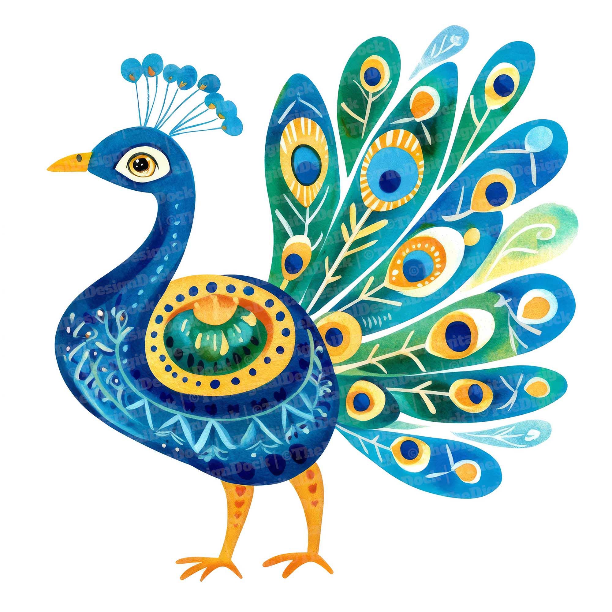 Modern Clip Art Peacock
