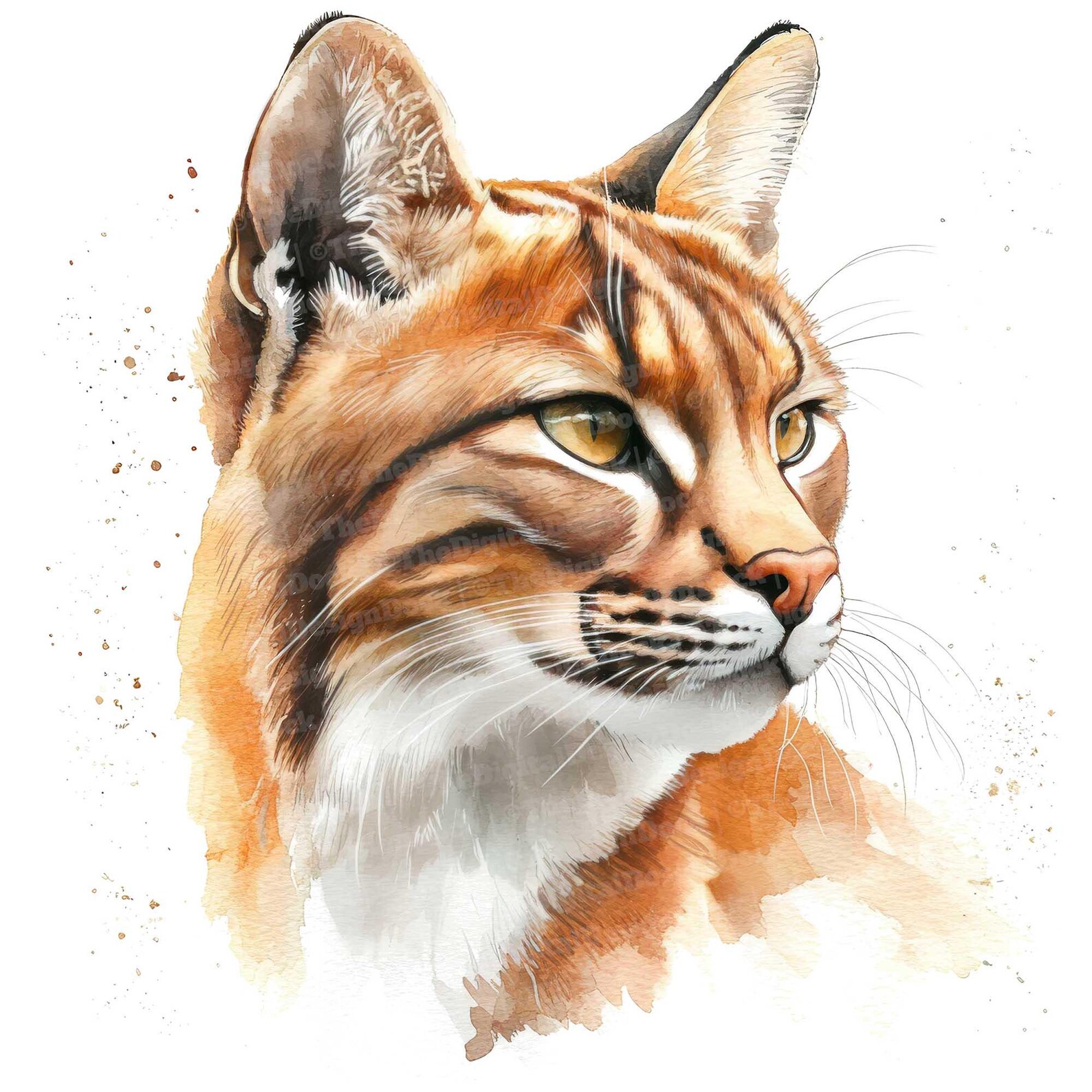 Wild Cats Clipart, Big Cats Watercolor Illustration, Printable Clipart ...