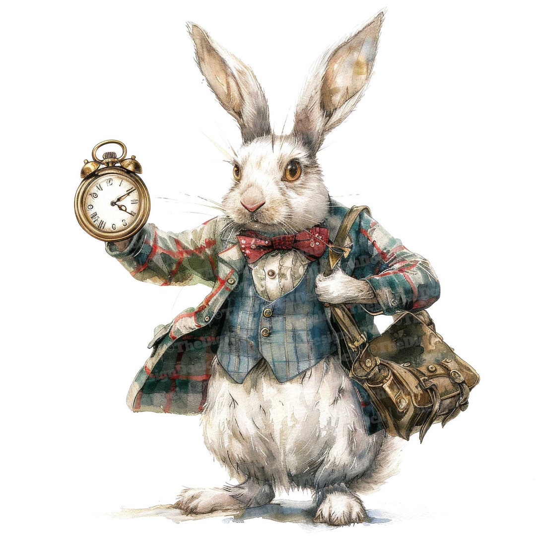 White Rabbit Clipart, 12 Jpgs, Alice in Wonderland Clipart, Printable ...