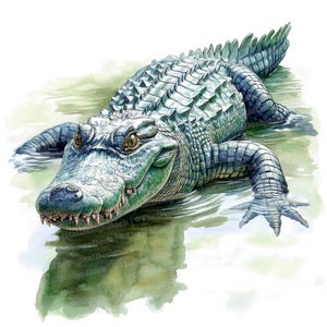 Alligator Clipart, 12x Watercolor Reptile Art, High Quality Jpgs ...