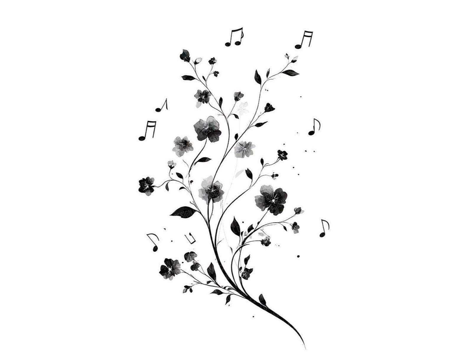 Music Note Flower PNG Clipart, 12x Wildflower Music Art Set, Printable ...