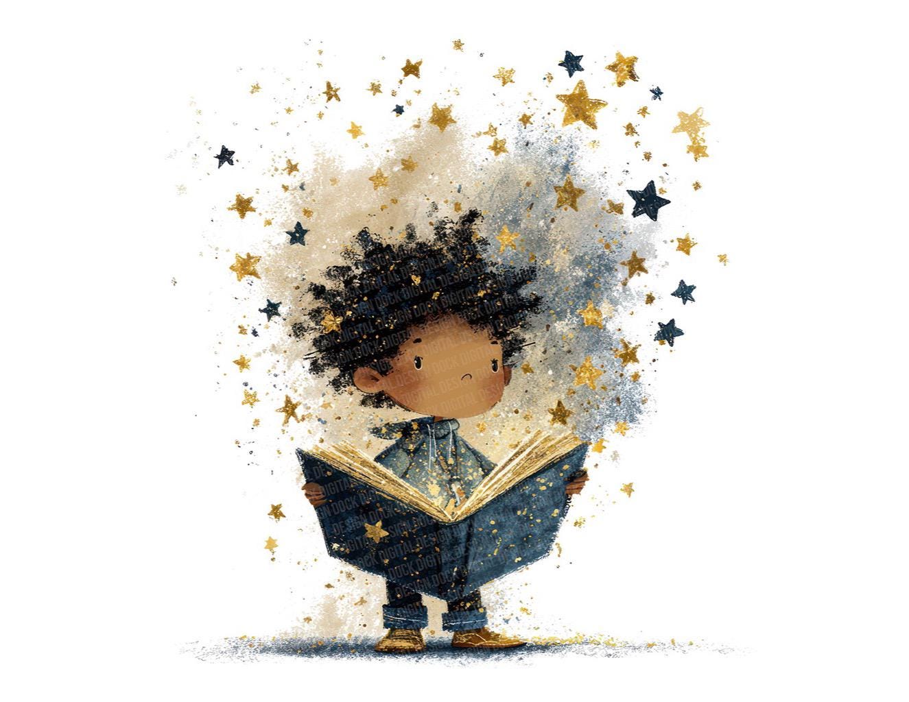 Child Magic Book PNG Clipart, 12x Kids Reading Stars Clip Art Set ...