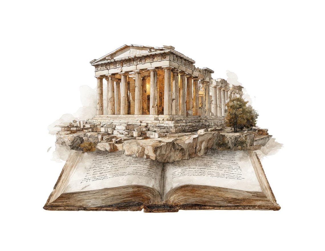 12x Parthenon PNG Clipart, Ancient Greek Temple Watercolor Book Clip ...
