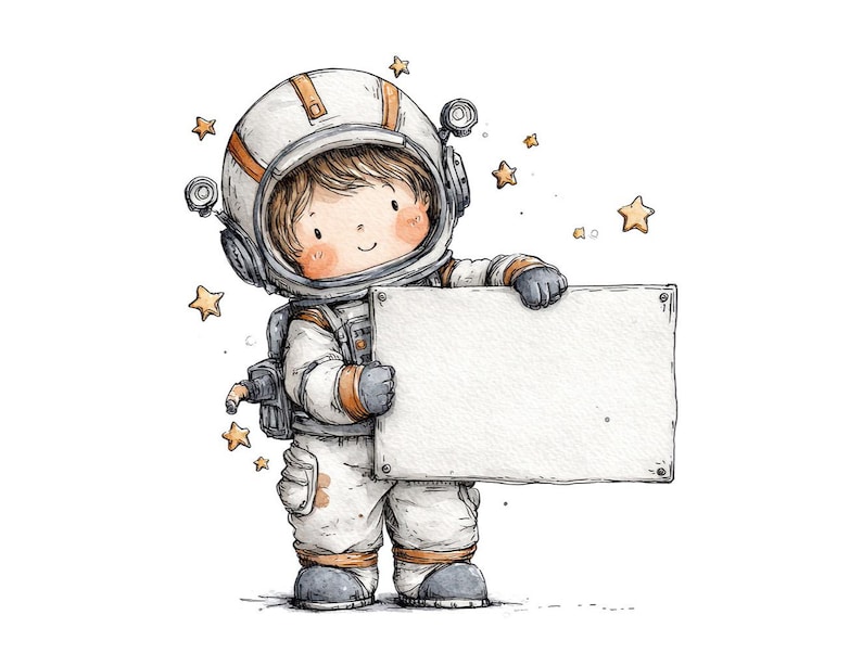 Astronaut Boy PNG Clipart, 12x Space Kid With Banner Art Set, Printable ...