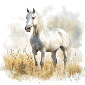 White Horse PNG Clipart, 12x Running Horse Clip Art Set, Printable ...