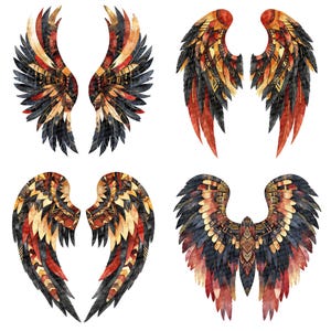 12x Watercolor Tribal Wings PNG Clipart, Angel Wings PNG, Feather Clip ...