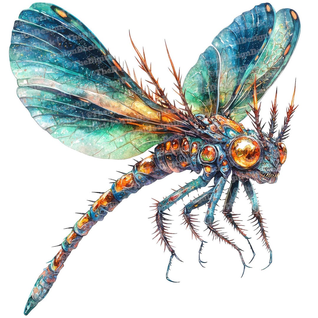 Fantasy Dragonfly Clip Art, 12x Steampunk Insect Clipart Set, Printable ...