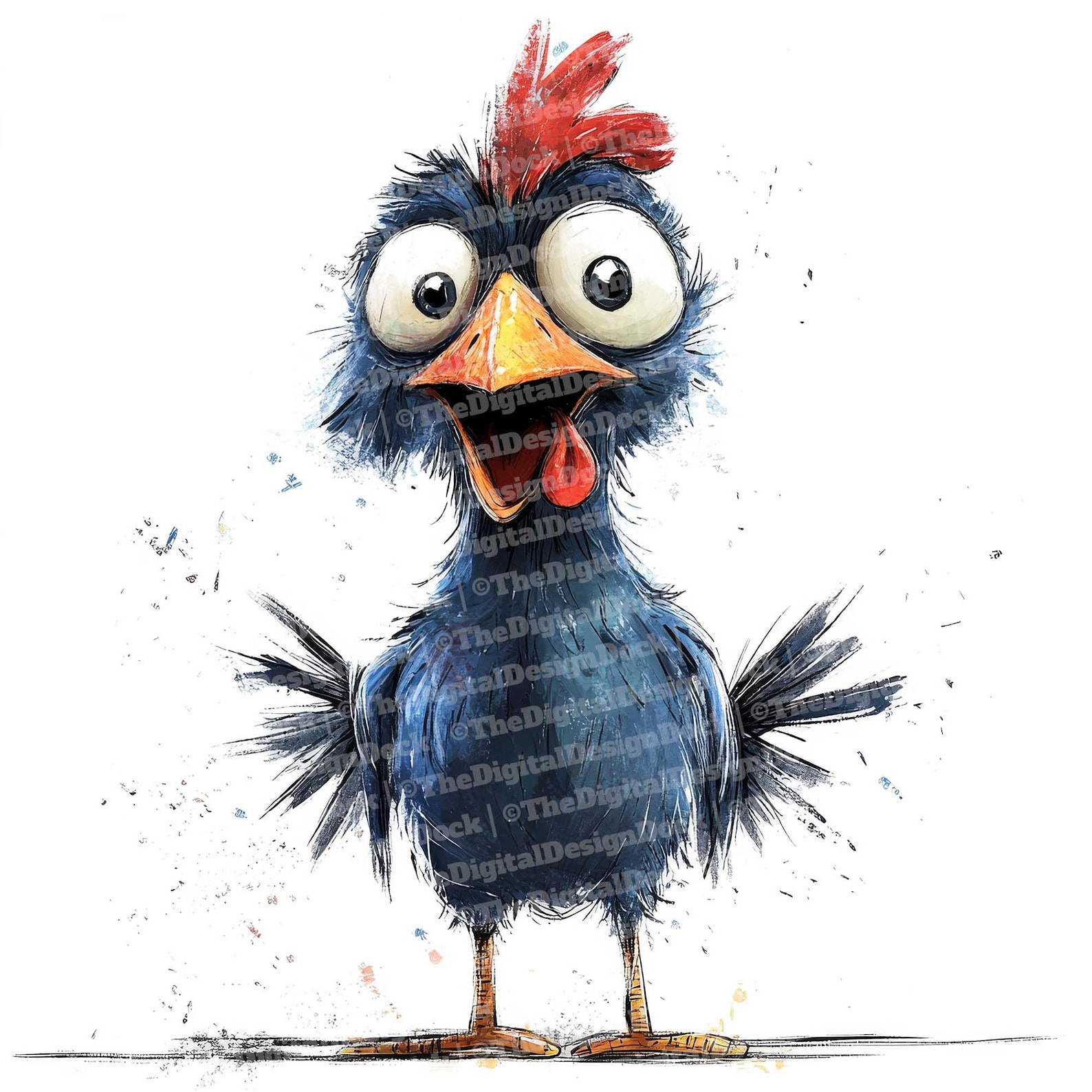 12 Funny Chicken Clip Art, Watercolor Crazy Chicken Clipart Set, Farm ...