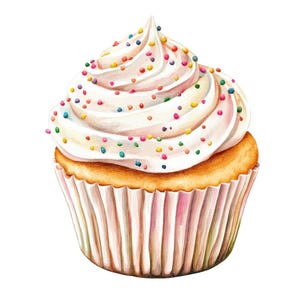 12x Cupcake Clip Art, Sprinkle Cupcake PNG Clipart, Watercolor Clip Art ...