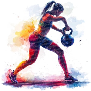 12x Kettlebell Fitness Clipart, Workout Fitness Woman, High Quality ...