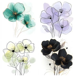 648x Abstract Flower PNG Clipart, Watercolour Floral PNG Clipart Set ...