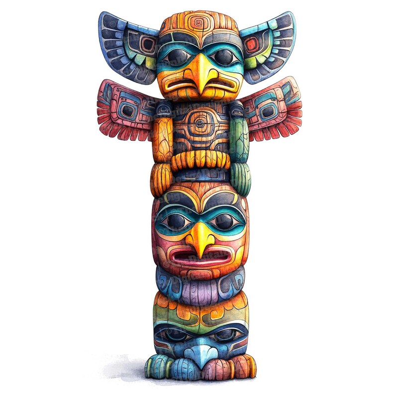 12x Tribal Totem Pole Clipart, Indigenous Artwork, High Quality Jpgs ...
