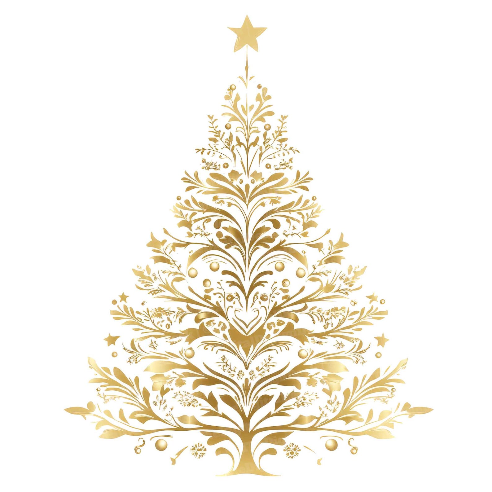 12x Gold Christmas Tree Clipart, Festive Watercolor Clipart, Printable ...