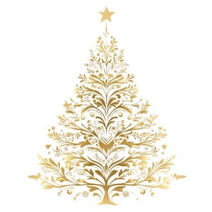 12x Gold Christmas Tree Clipart, Festive Watercolor Clipart, Printable ...