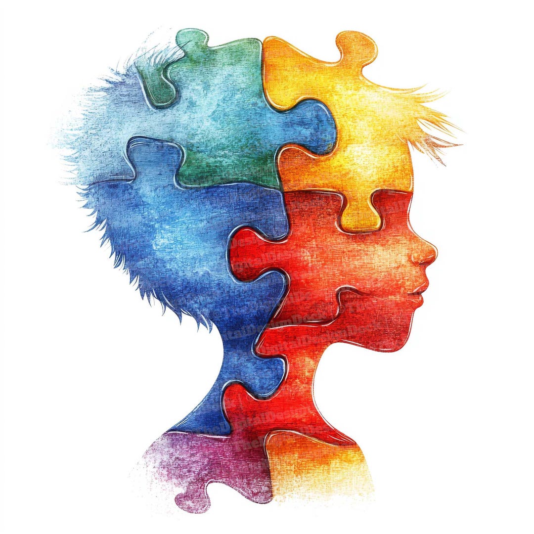 FREE to Charity, 12 Autism Awareness Clipart, Watercolor Jigsaw Boy ...