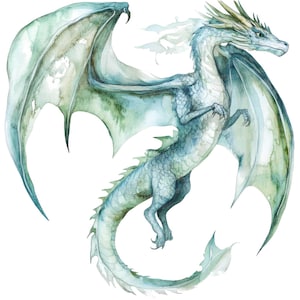 Watercolor Dragon Clip Art, 12x Fantasy Dragon Clipart Set, Printable ...